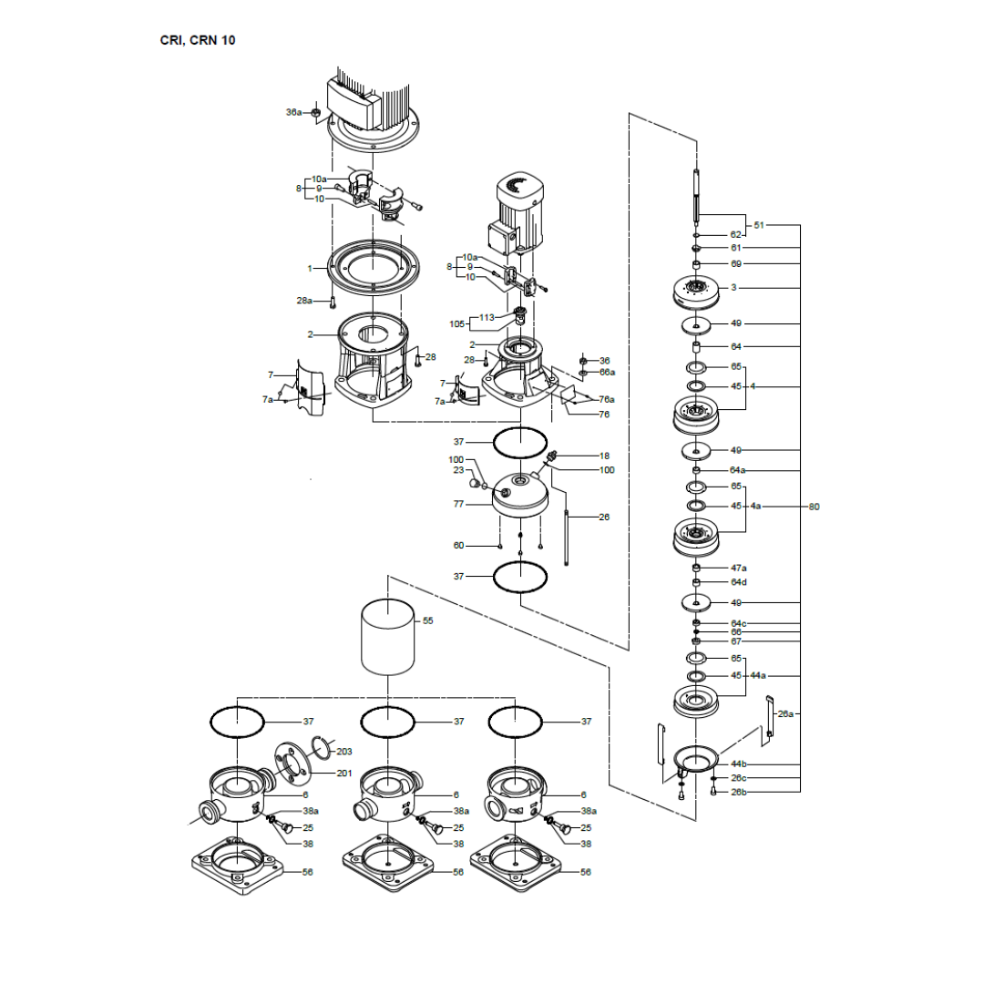 Grundfos Chamber Stack Kit, Silicon Carbide Bearing, 10 Stages, for CR ...